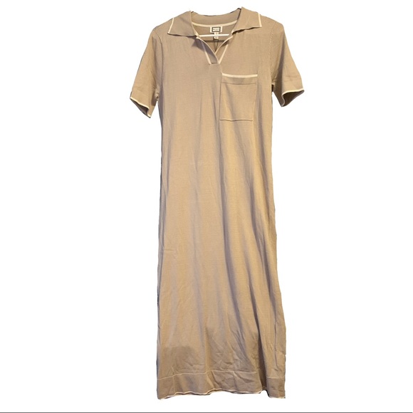 Clad & Cloth | Dresses | Taupe Collared Midi Dress | Poshmark